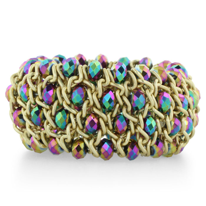 Iridescent Green And Purple Crystal And Matte Finish Bracelet | Youshare