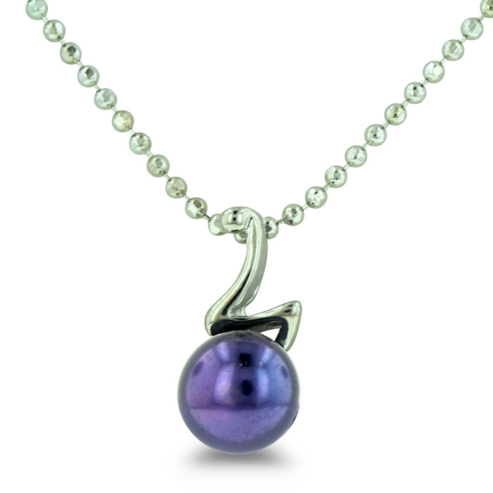 Lightning Shaped Pendant With Purple Freshwater Pearl | Myzzy