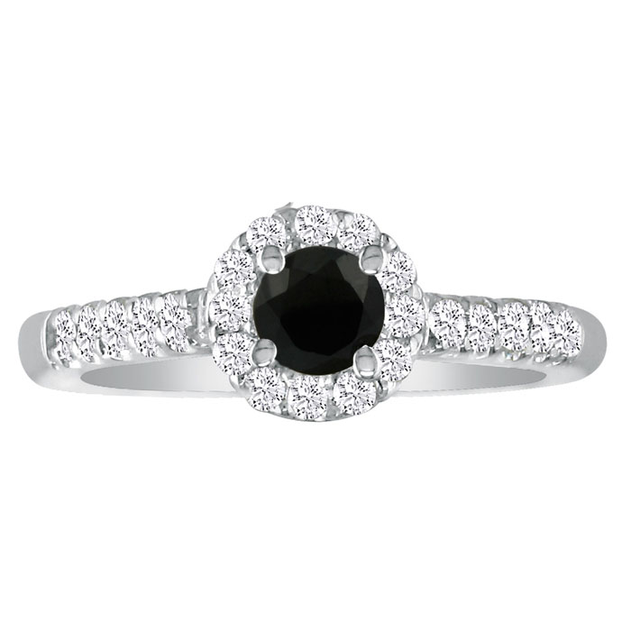 Hansa 2 3/4ct Black Diamond Round Engagement Ring In 14k White Gold, I ...