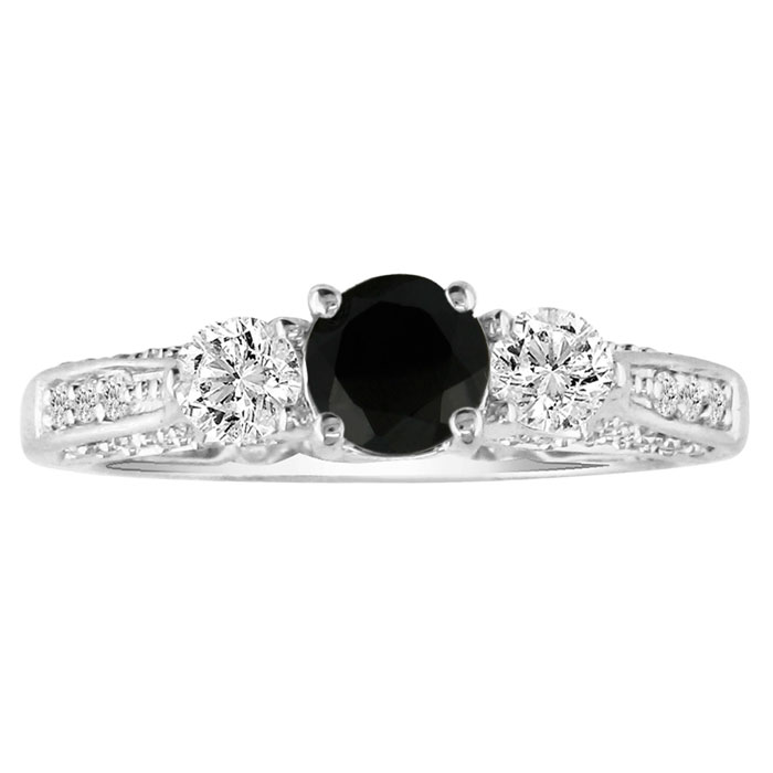 Hansa 3ct Black Diamond Round Engagement Ring In 14k White Gold, H-i ...