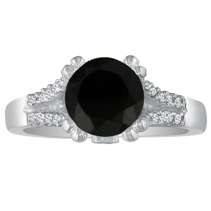 Hansa 1ct Black Diamond Round Engagement Ring In 14k White Gold, I-j ...