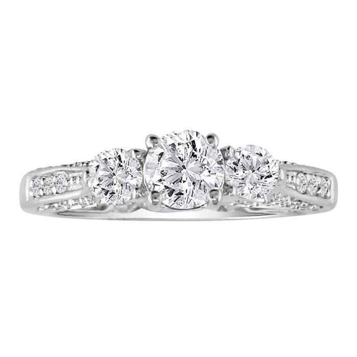 Hansa 3ct Diamond Round Engagement Ring In 18k White Gold, H-i, Si2-i1 ...