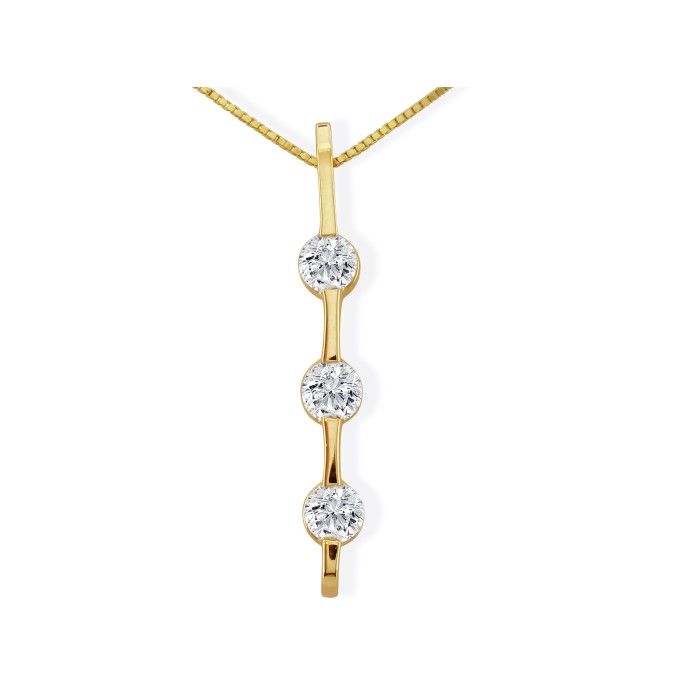 Contemporary 1ct Channel Set Diamond Pendant In 14k Yellow Gold | Shiny ...