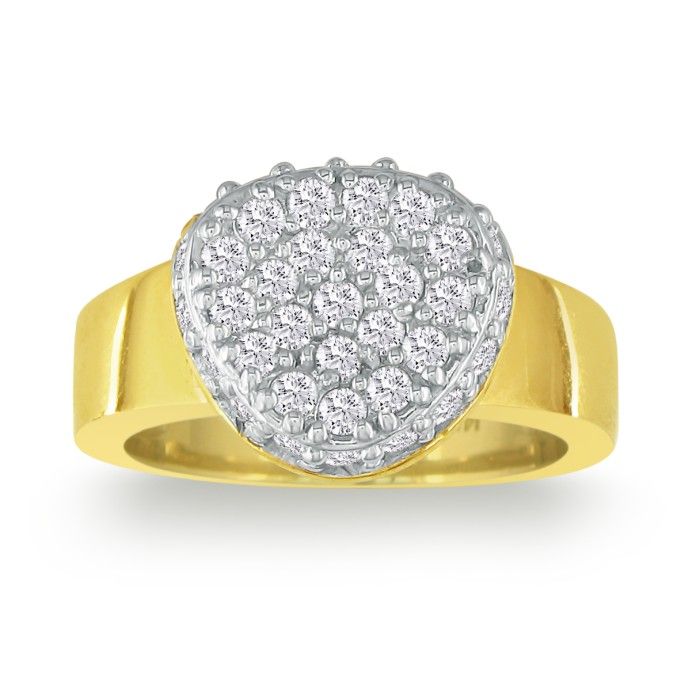 1ct Diamond Right Hand Ring, Yellow Gold | Shiny Jewels