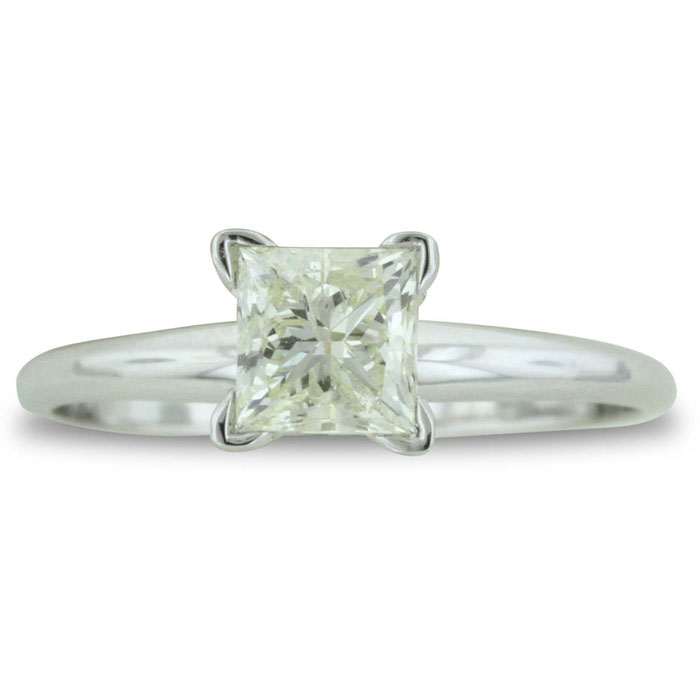 1ct Princess Diamond Solitaire Engagement Ring In 14k White Gold | Yakinyx