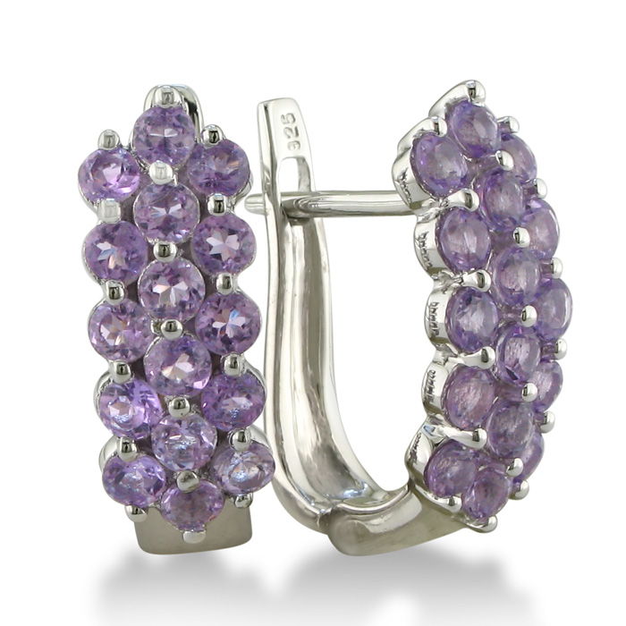 3ct Amethyst Leverback Earrings, Sterling Silver | Dazzleclub
