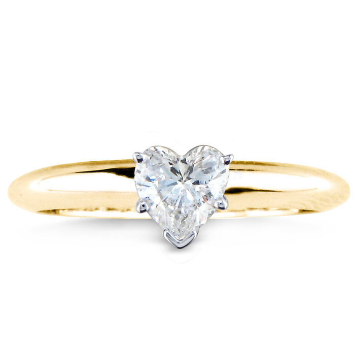 1/2ct Heart Shaped Diamond Solitaire Ring, 14k Yellow Gold ...